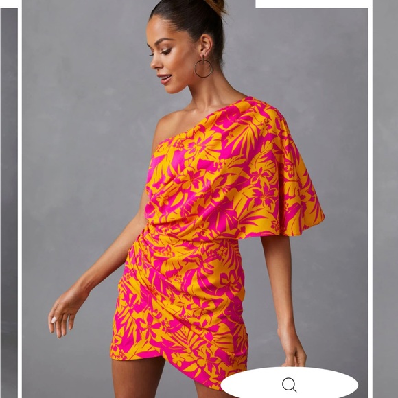 DO+BE | Dresses | Dobe Noemie One Shoulder Mini Dress Hot Pinkcitrus ...